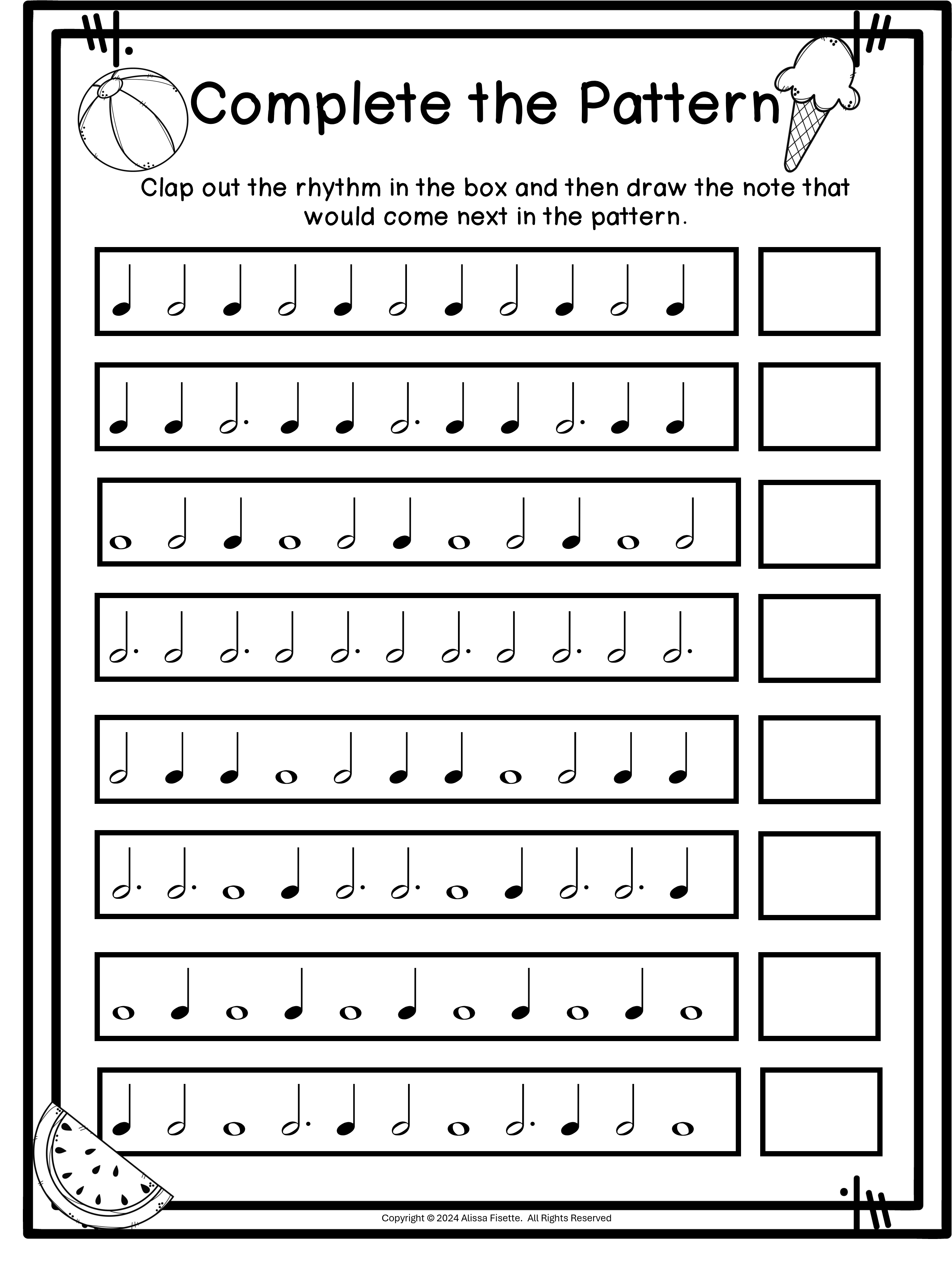 Worksheets Rhythm Patterns Rhythm And Pitch Patterns In Music (Years